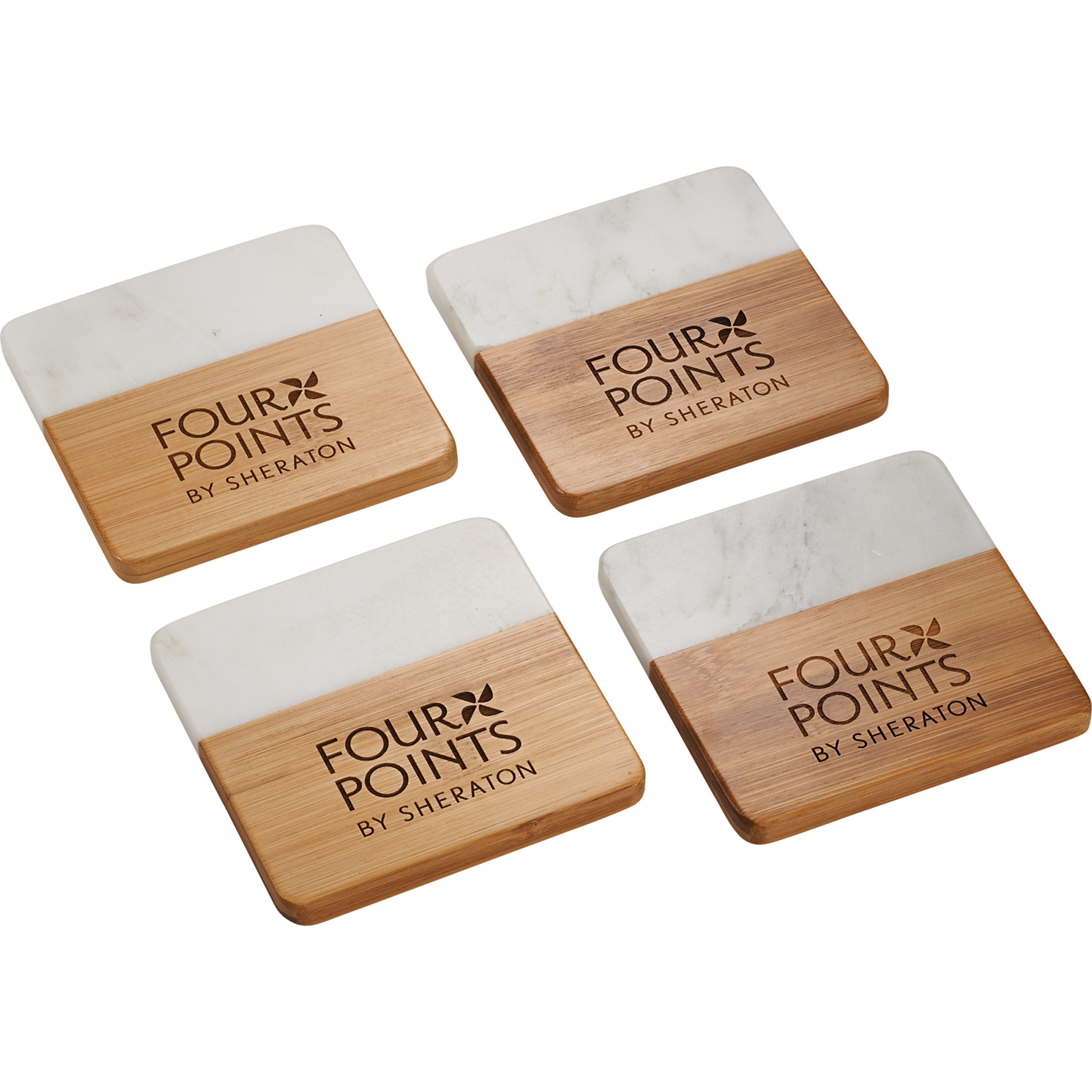Marble & Bamboo Coaster - Custom Branded Promotional Coaster - Swag