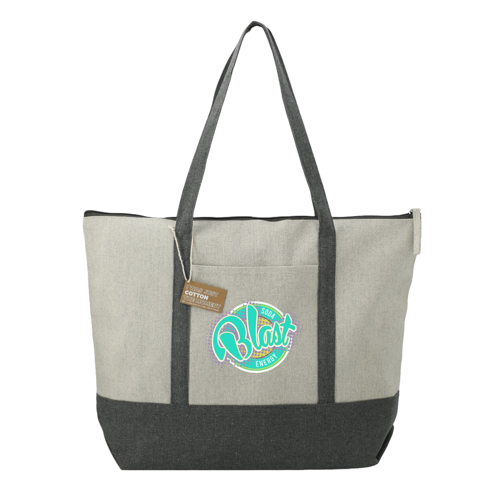 Recycled Cotton Zippered Tote Bag - Custom Branded Promotional Tote ...