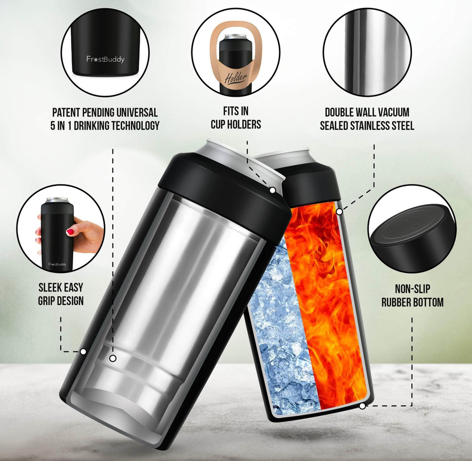 Frost Buddy Universal Buddy Red Can Cooler - Custom Branded Promotional ...