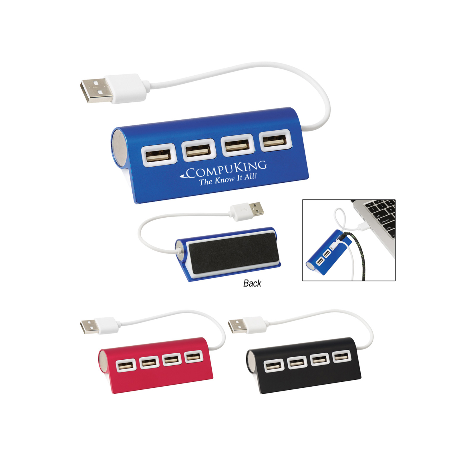 4-Port Aluminum Wave USB Hub - Branded Promotional Custom Travel ...