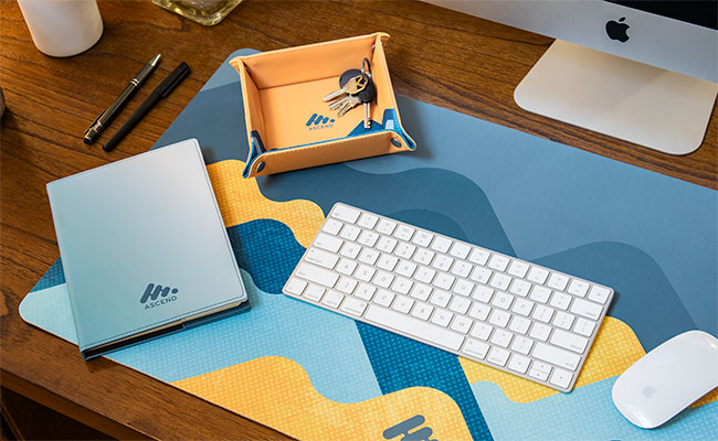 Luxury Vegan Leather Desk Mat - Custom Branded Promotional Tech ...