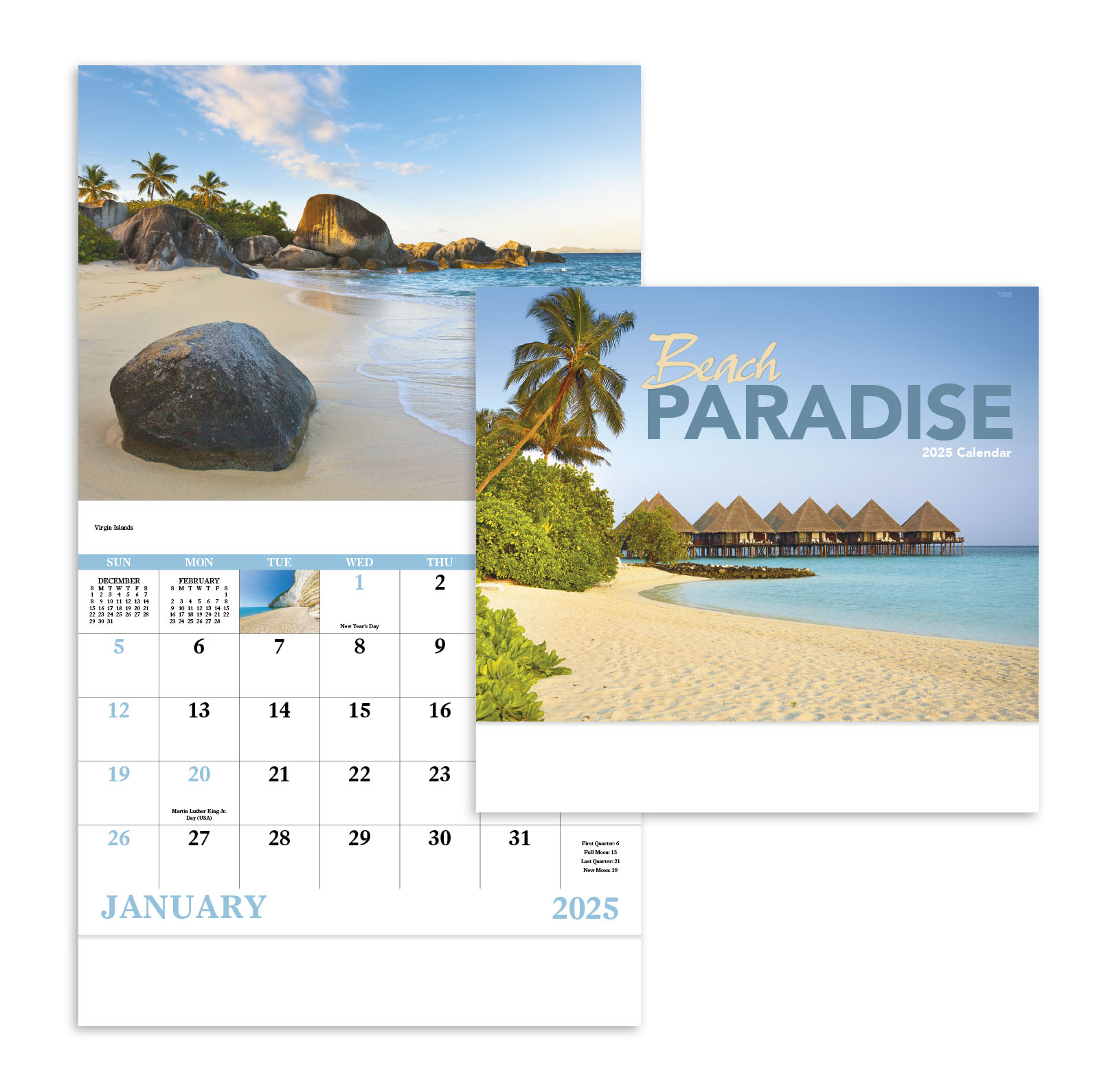 Beach Paradise Stapled Calendar - Branded Promotional Custom Desk ...