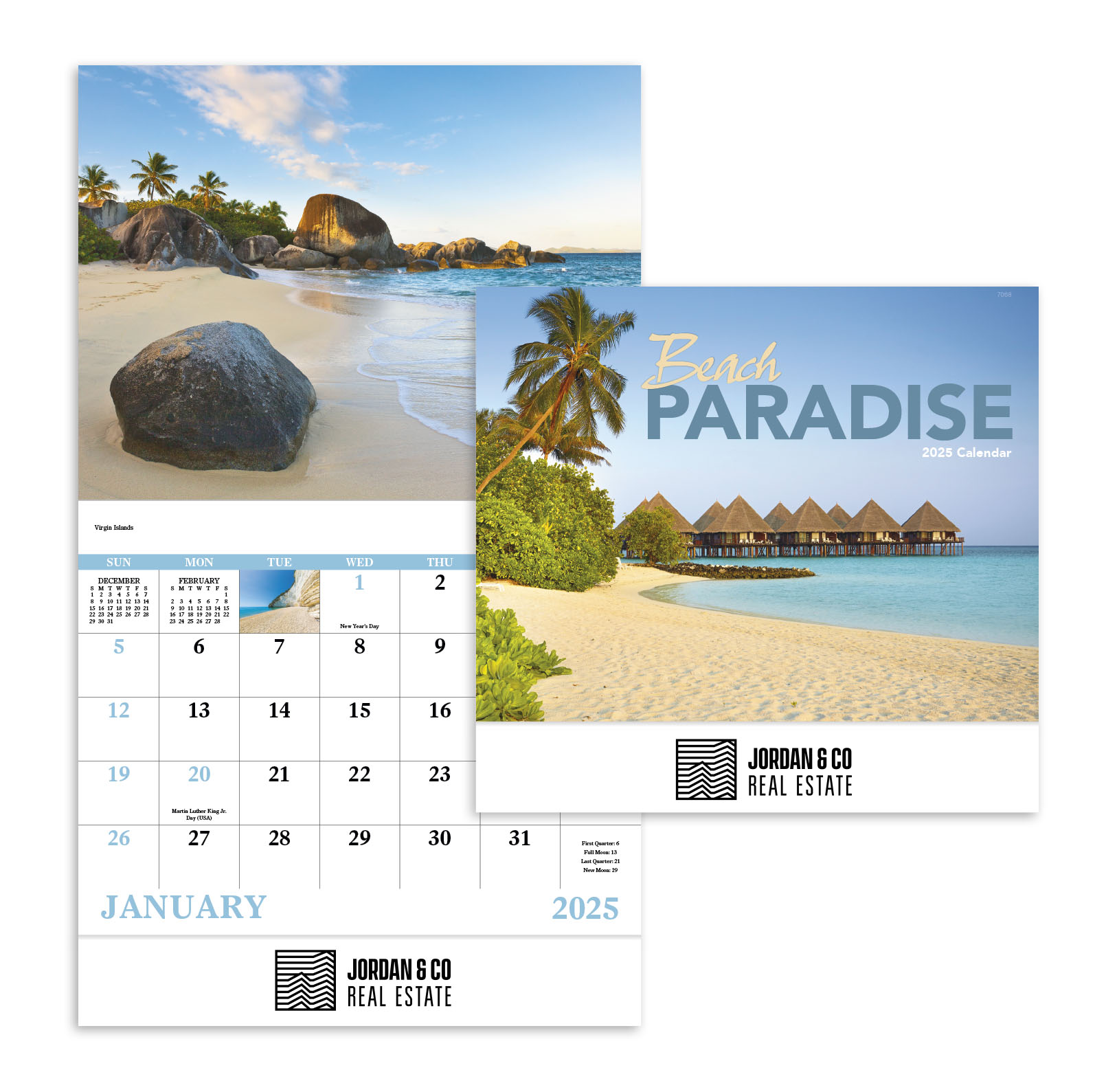 Beach Paradise Stapled Calendar - Branded Promotional Custom Desk ...
